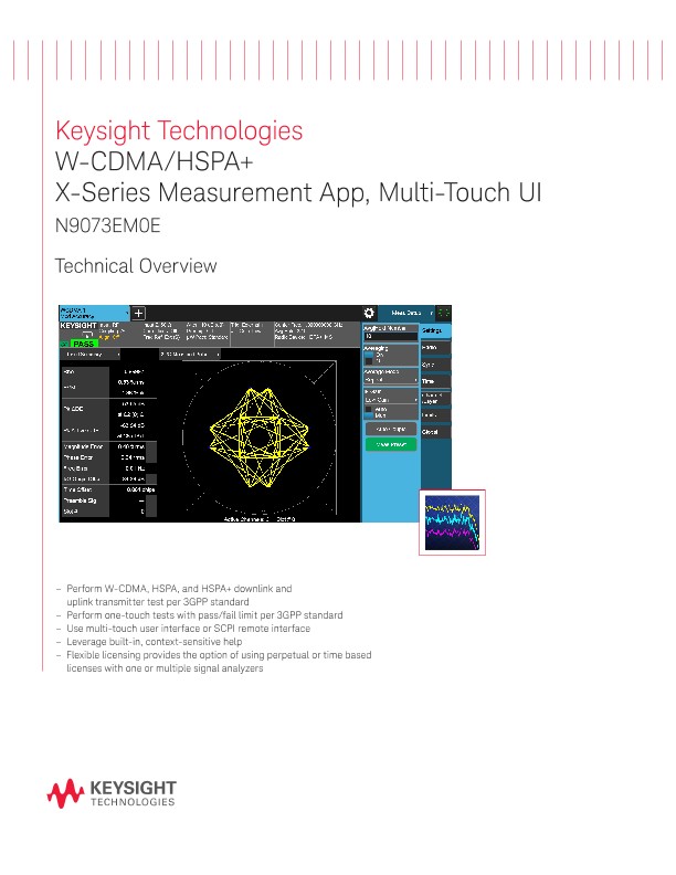 W-CDMA/HSPA+ X-Series Measurement App, Multi-Touch UI Technical Overview PDF Asset Page | Keysight